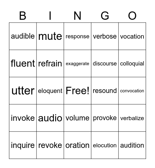 6th grade vocabulary review Bingo Card