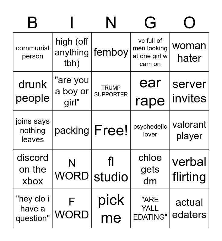 public discord bingo card Bingo Card
