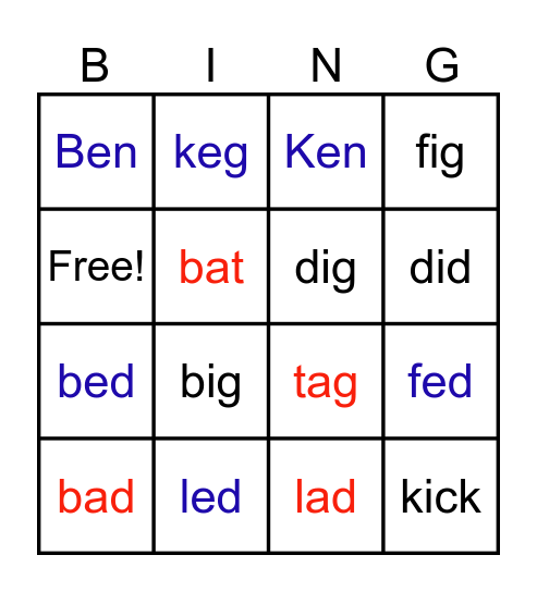 Reading Bingo Card