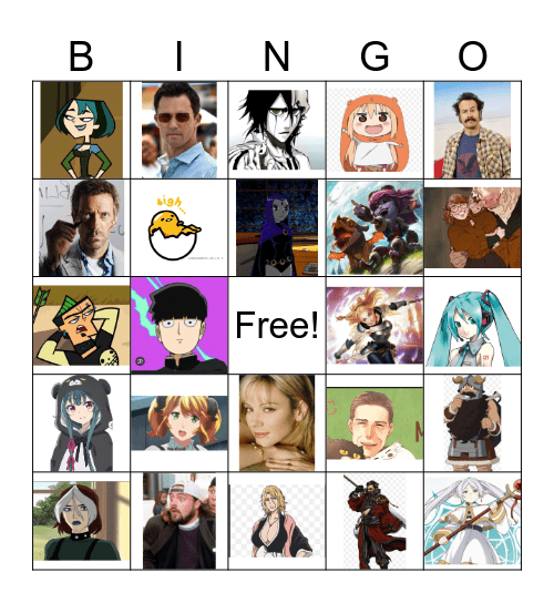 Favorite Character Bingo Card