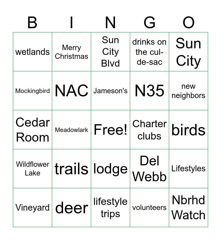 N35 Holiday Bingo Card