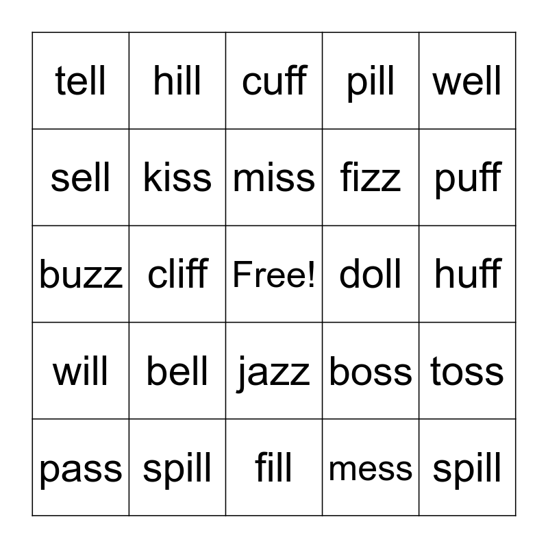 Floss Rule Bingo Card