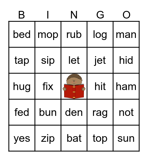 Short Vowel CVC Bingo Card