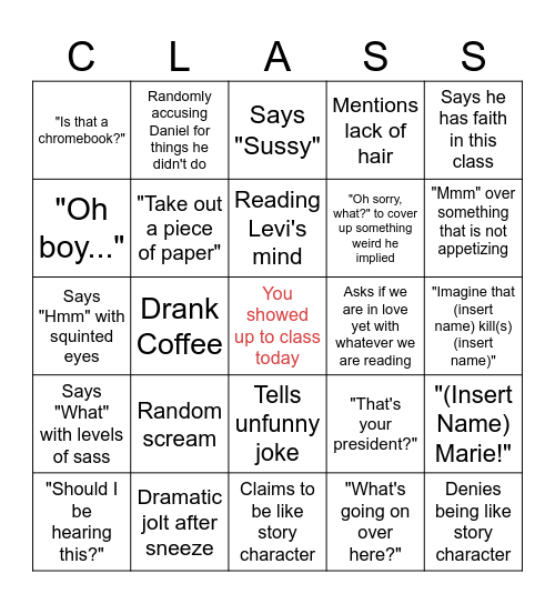 English 12 with Dr. Dan Bingo Card