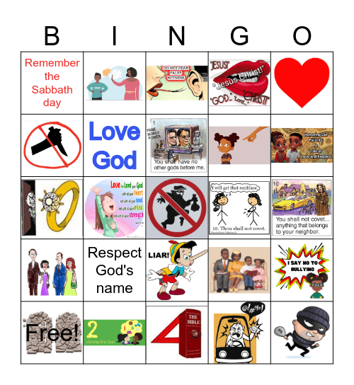 10 Commandments Bingo Card