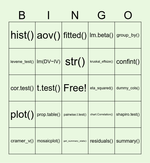 Coding Bingo Card
