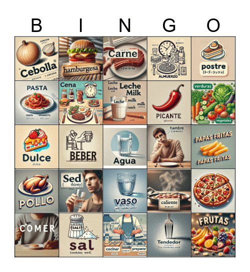 mi comida favorita Bingo Card