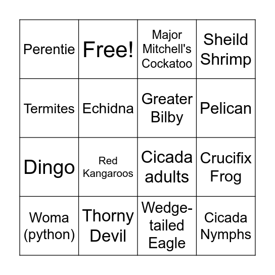 Queensland Museum Bingo Card