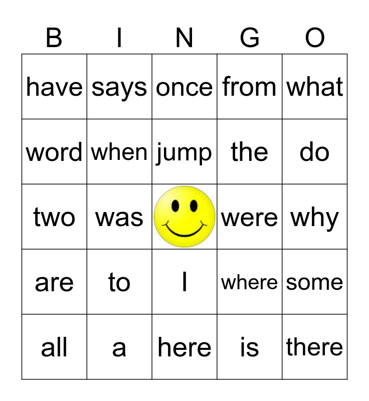 Tricky Word BINGO! Bingo Card