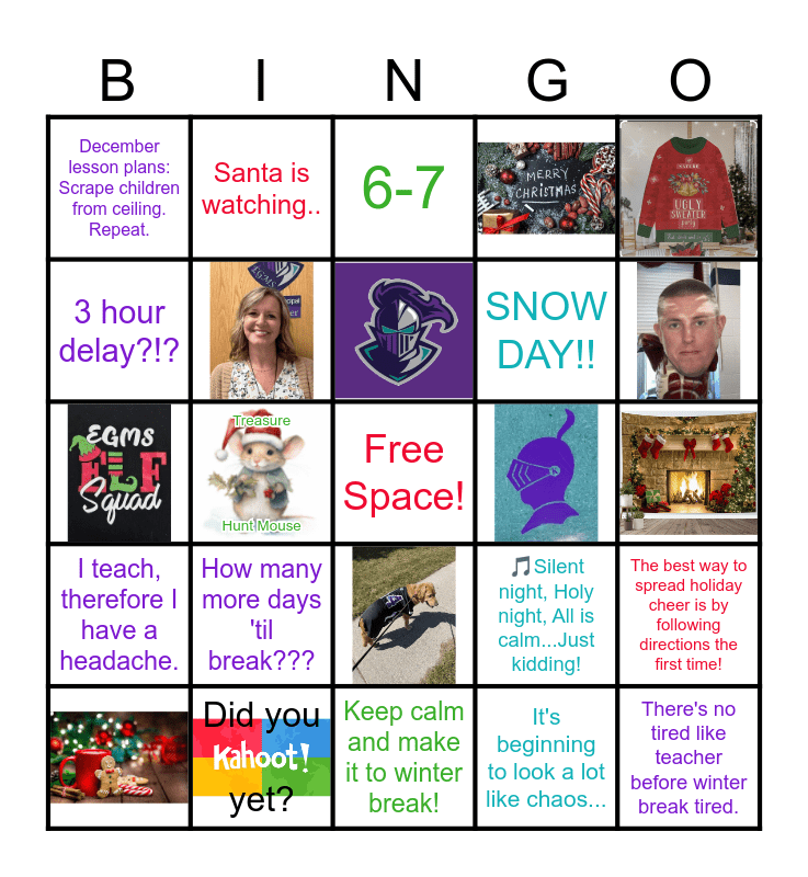 EGMS Courtesy Committee Christmas Bingo Card