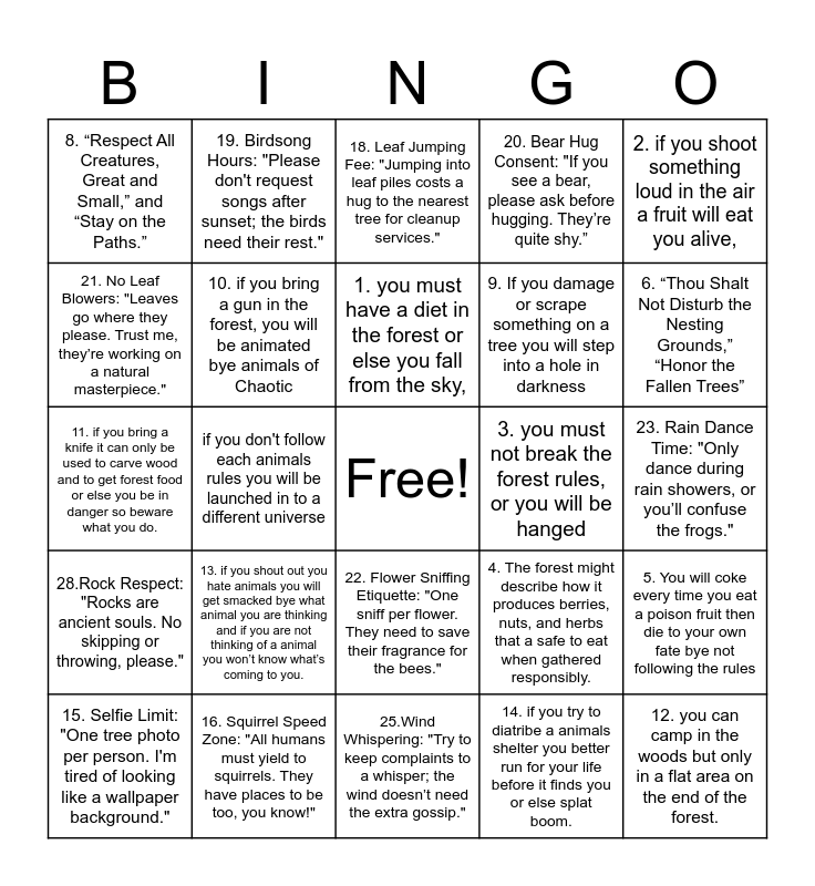 Hermit crab homework Bingo Card