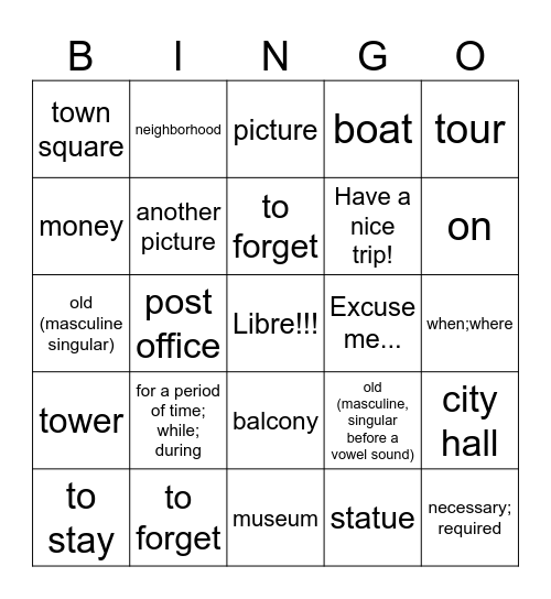 Vocabulaire t'es branche 8/b Bingo Card