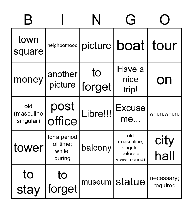Vocabulaire t'es branche 8/b Bingo Card