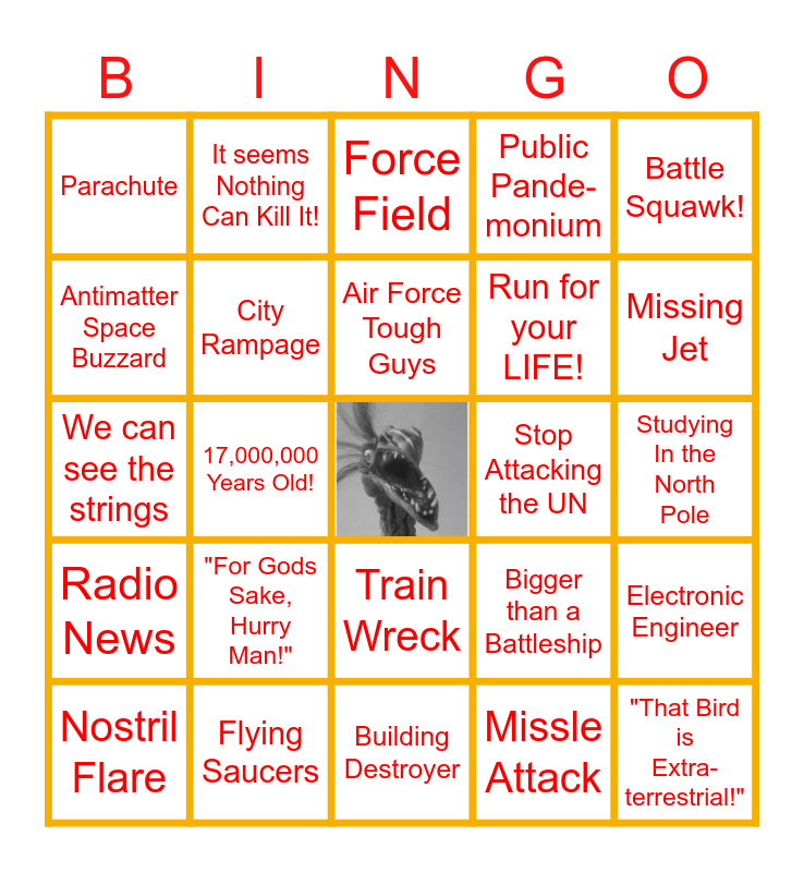 The GIANT CLAW Bingo Card