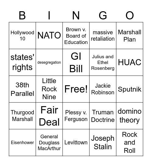 Cold War Ch. 28 Bingo Card