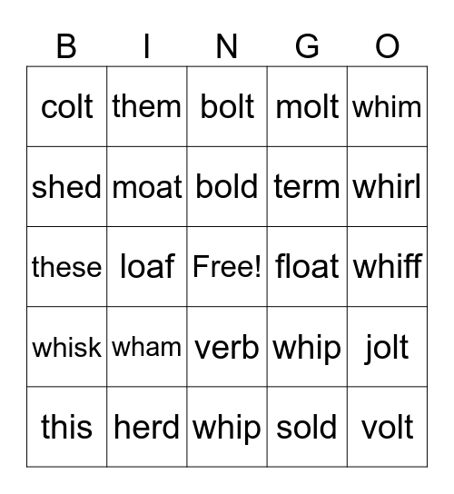 Group 3 Bingo Card