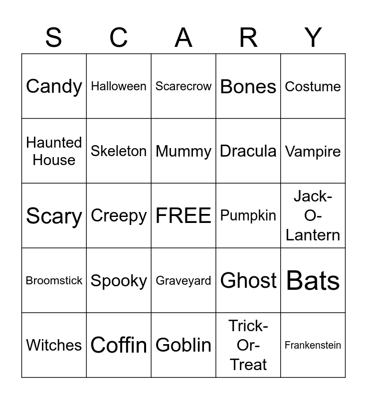 Halloween SCARY BINGO Card