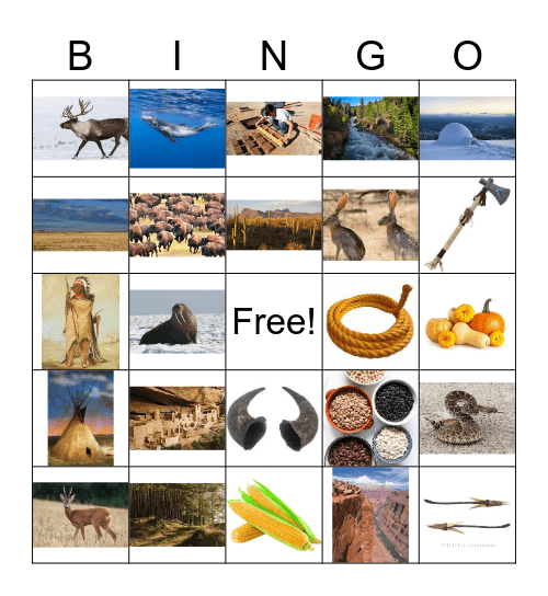 Native American Bingo Card