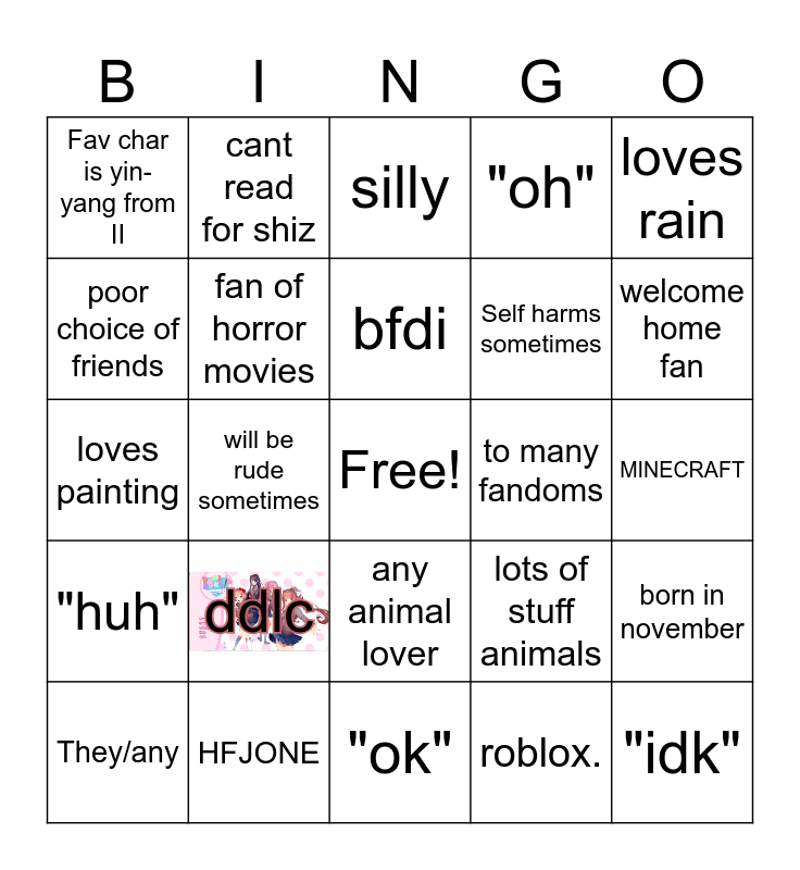 Kinnie Bingo Card