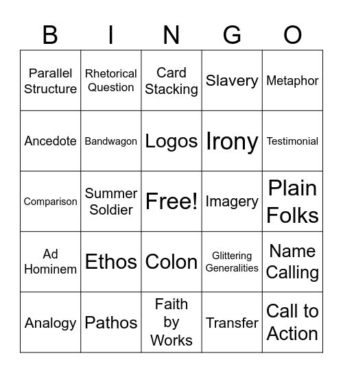"The Crisis" Analysis Bingo Card