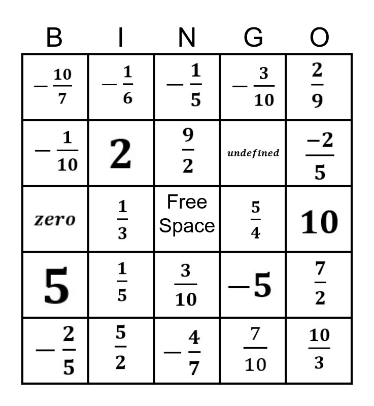 SLOPE - 2 Points Bingo Card