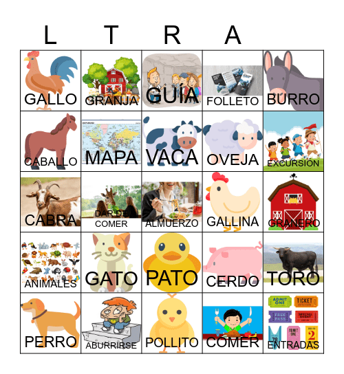 ANIMALES DE LA GRANJA Bingo Card
