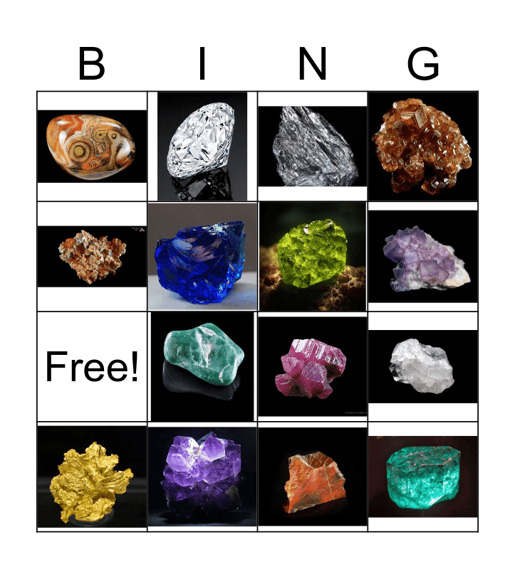 Mineral Bingo Card