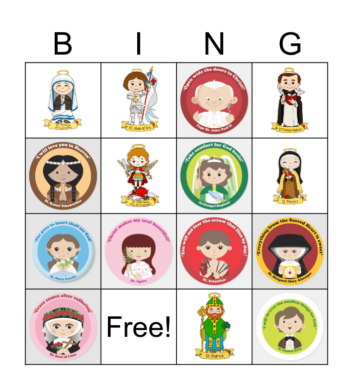All Saints Day! Bingo Card