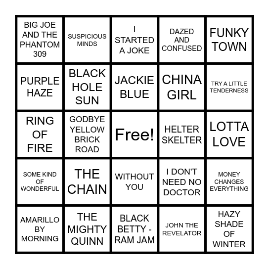 COVERS PT. 2 Bingo Card