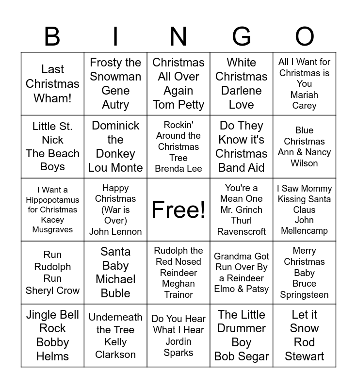 Holly Jolly Bingo Card