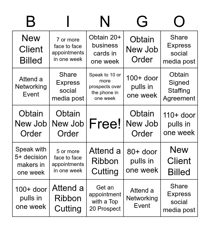 Business Developer BINGO Card