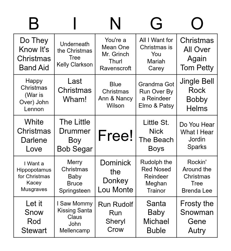 Holly Jolly Bingo Card