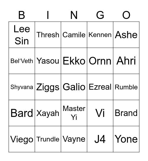 LOL Finals Bingo Card