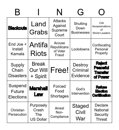 Election Bingo Card