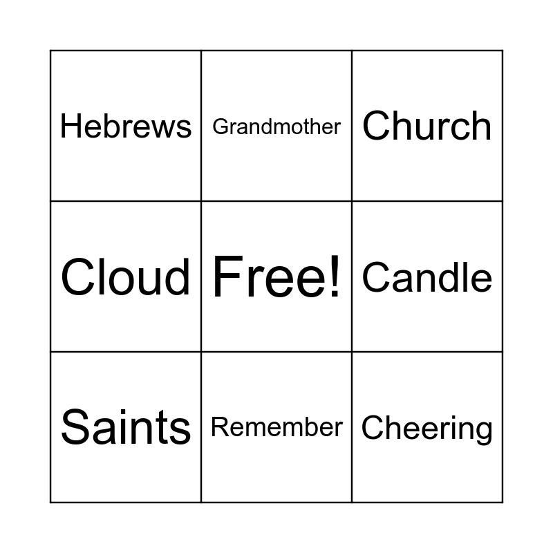 All Saints Day Bingo Card