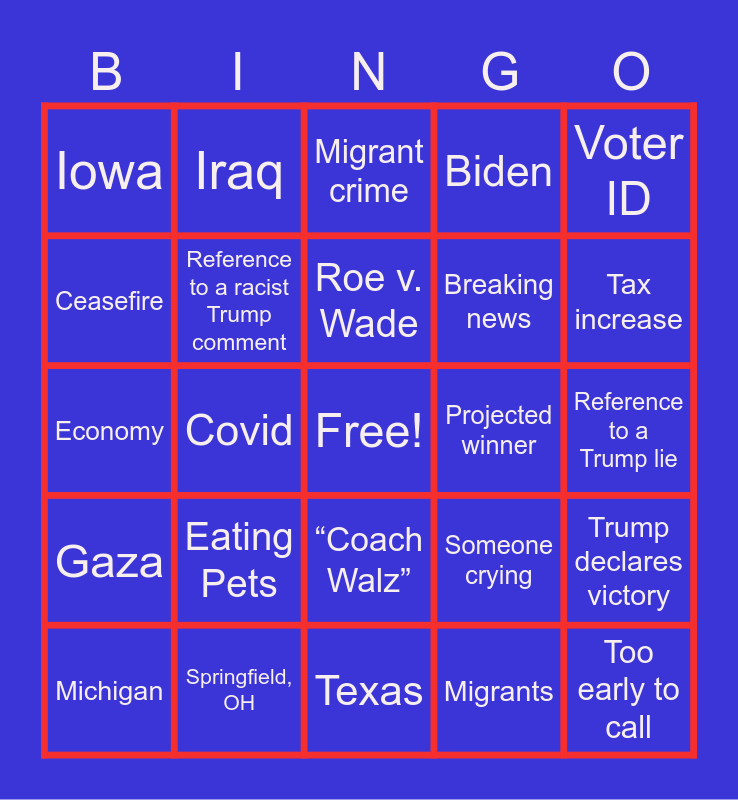 Election Night Bingo Card