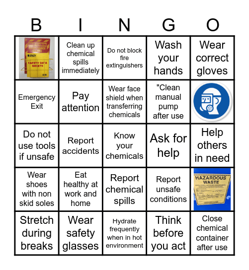 Pioneer Monthly Safety Talk Bingo Card