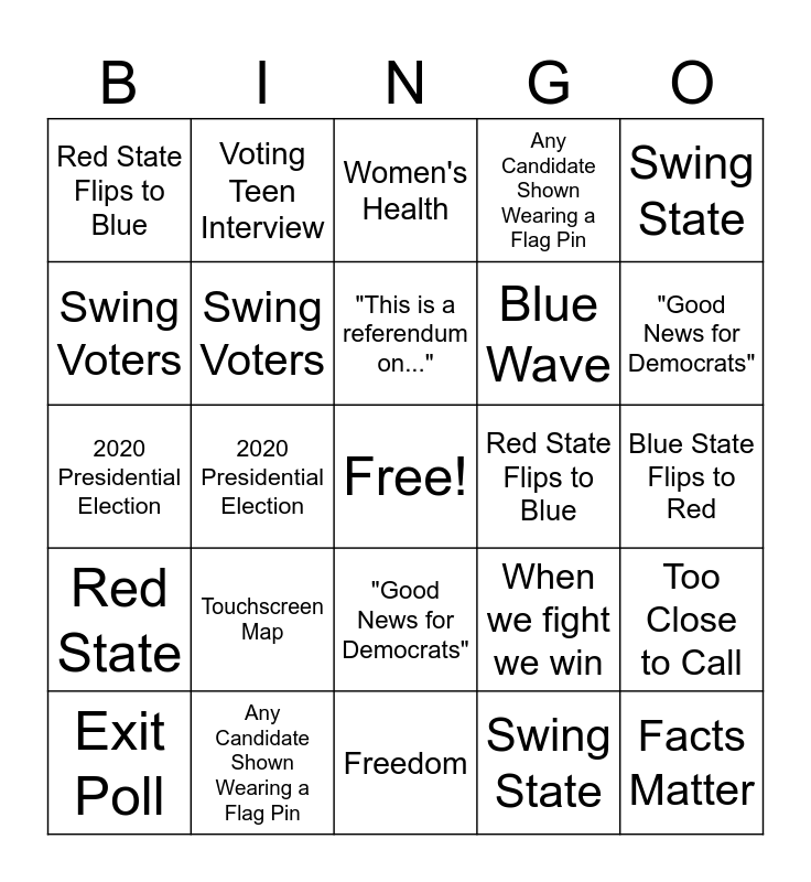 Election Night Bingo Card