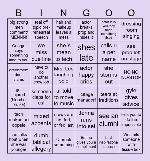 SHOW WEEK :) Bingo Card