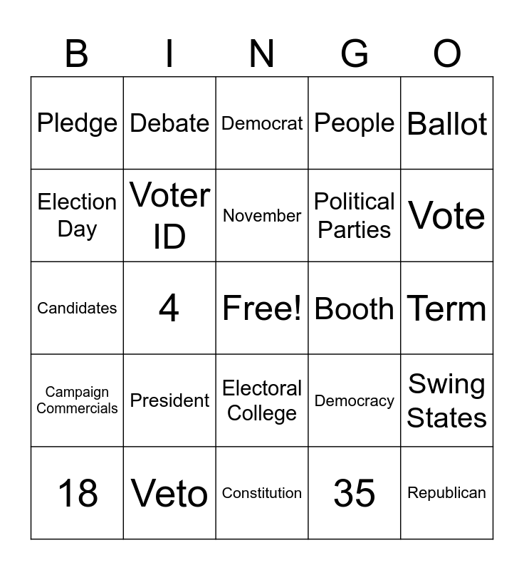 Election Bingo Card