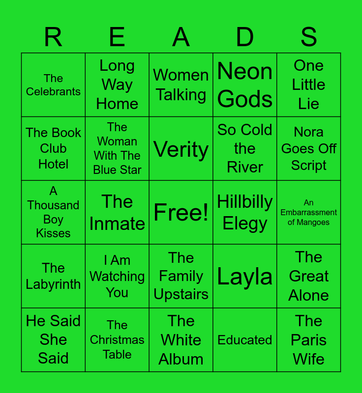 Book Titles Bingo Card