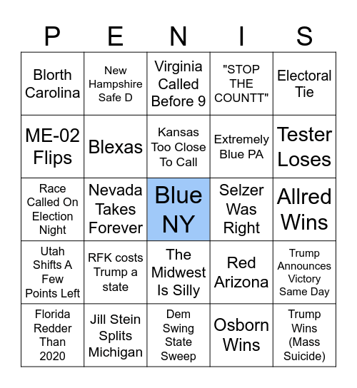Election Night Bingo Card