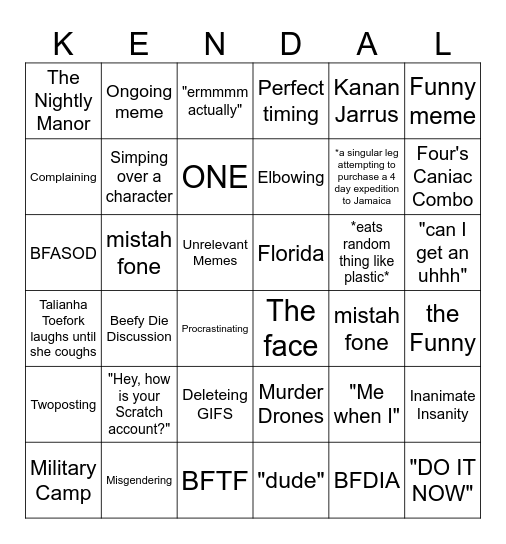 Friend Group Bingo Card