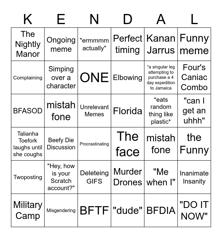 Friend Group Bingo Card