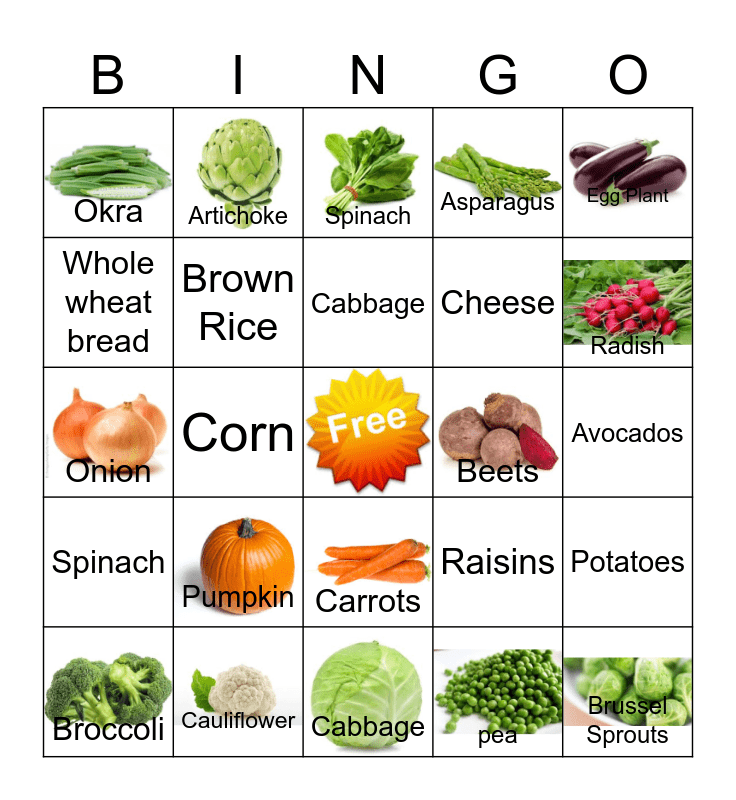 Vegetable BINGO Card