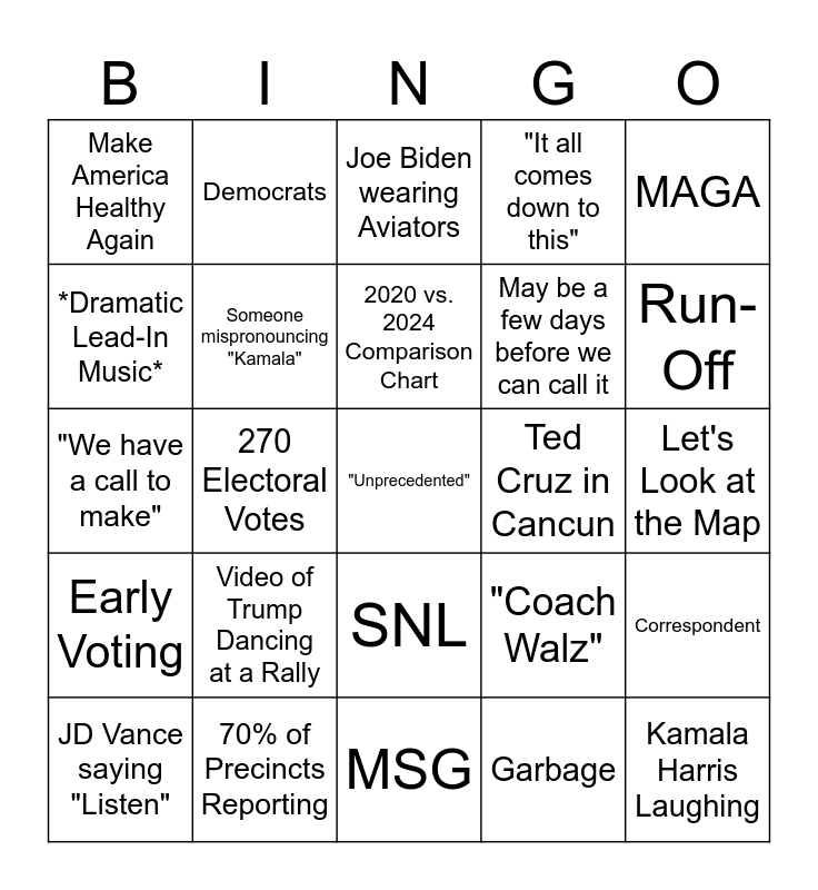 Election Day Bingo Card