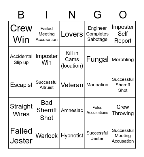 Mongy Monday Bingo Card