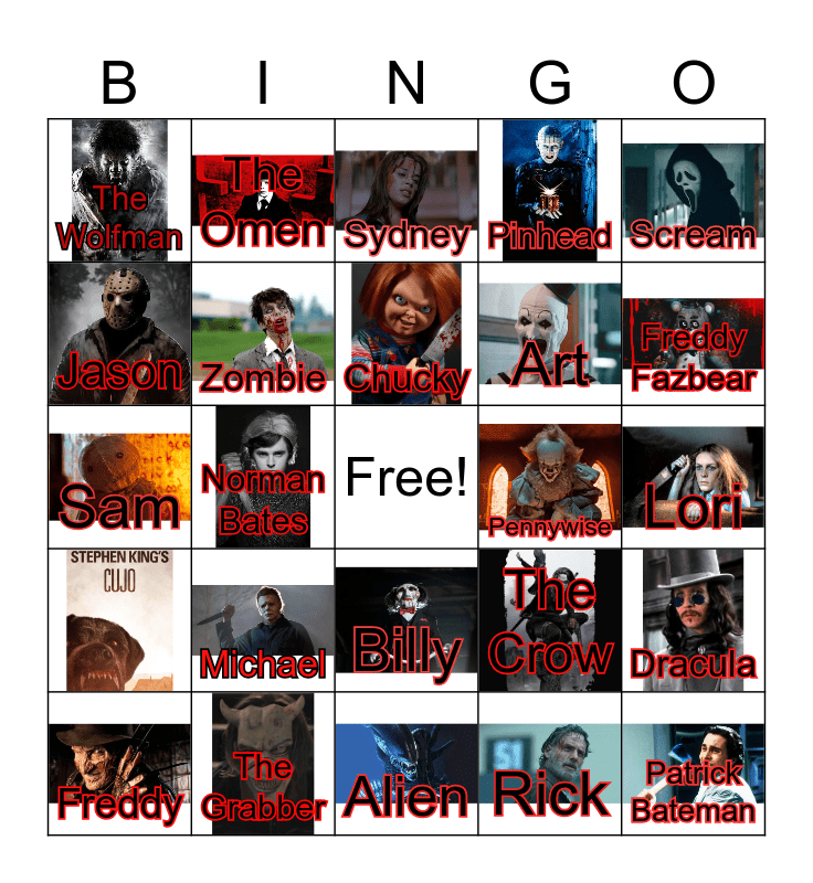 Horror Bingo Card