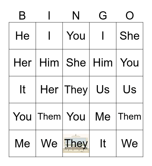 Subject and Object Pronouns Bingo Card