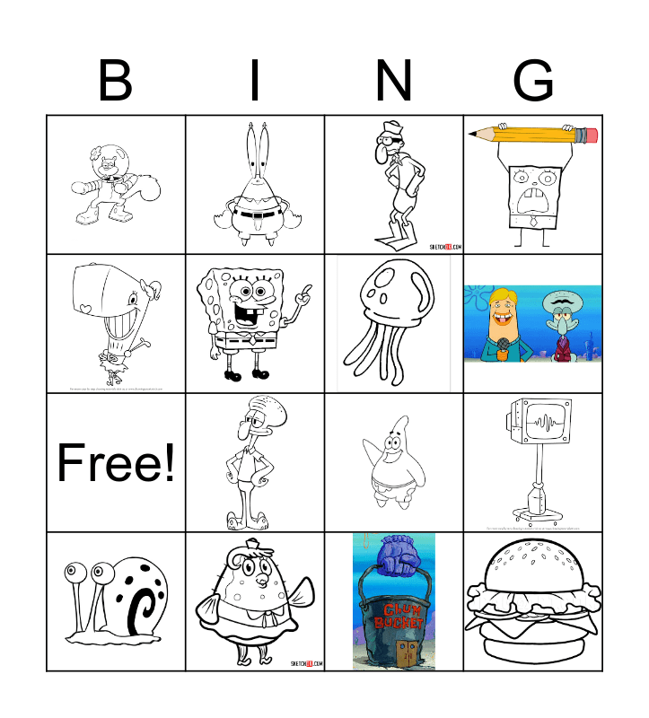 bob esponja Bingo Card